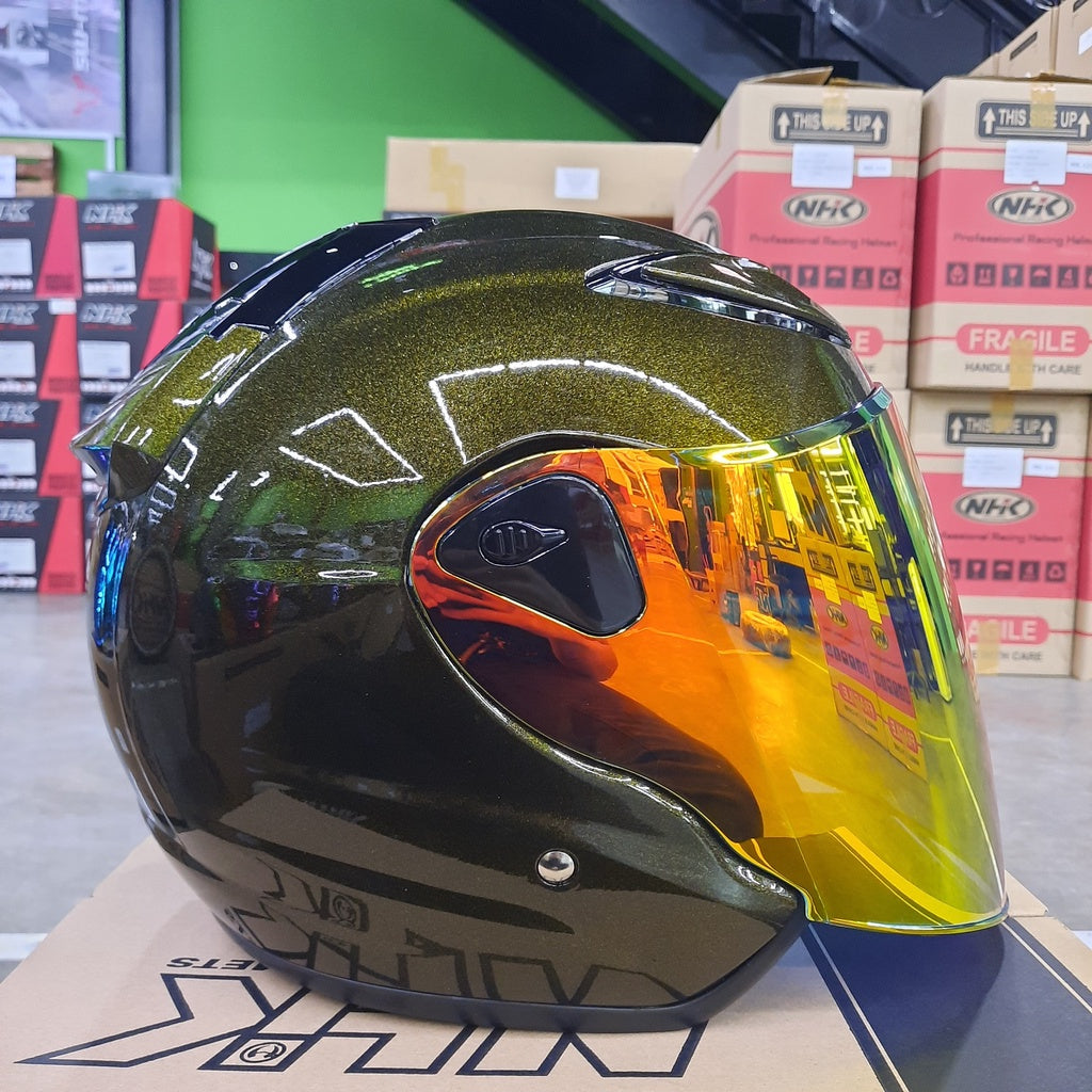 NHK Helmet R6 v2 Solid (Army Green Glossy) – Durian Bikers